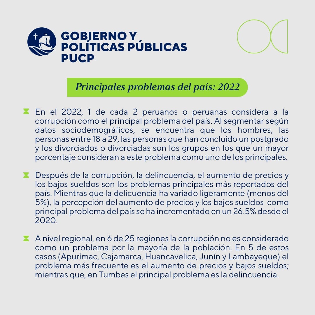 Principales problemas del país: 2022 - Escuela de Gobierno y Políticas Públicas
